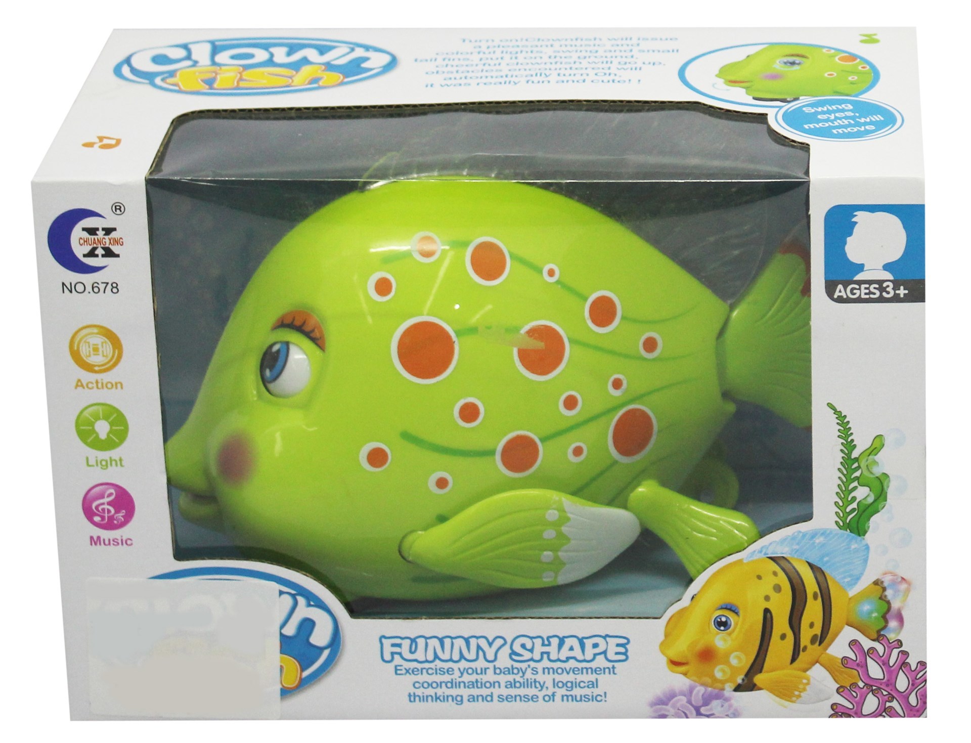 Pepeganga S.A.. Didáctico pez con luz, sonido y movimiento, 3AA, en caja