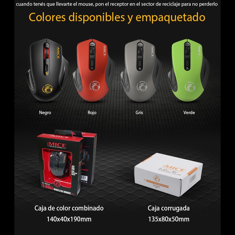 Pepeganga S.A.. Mouse inalámbrico ergonómico E-1800 IMICE, en caja
