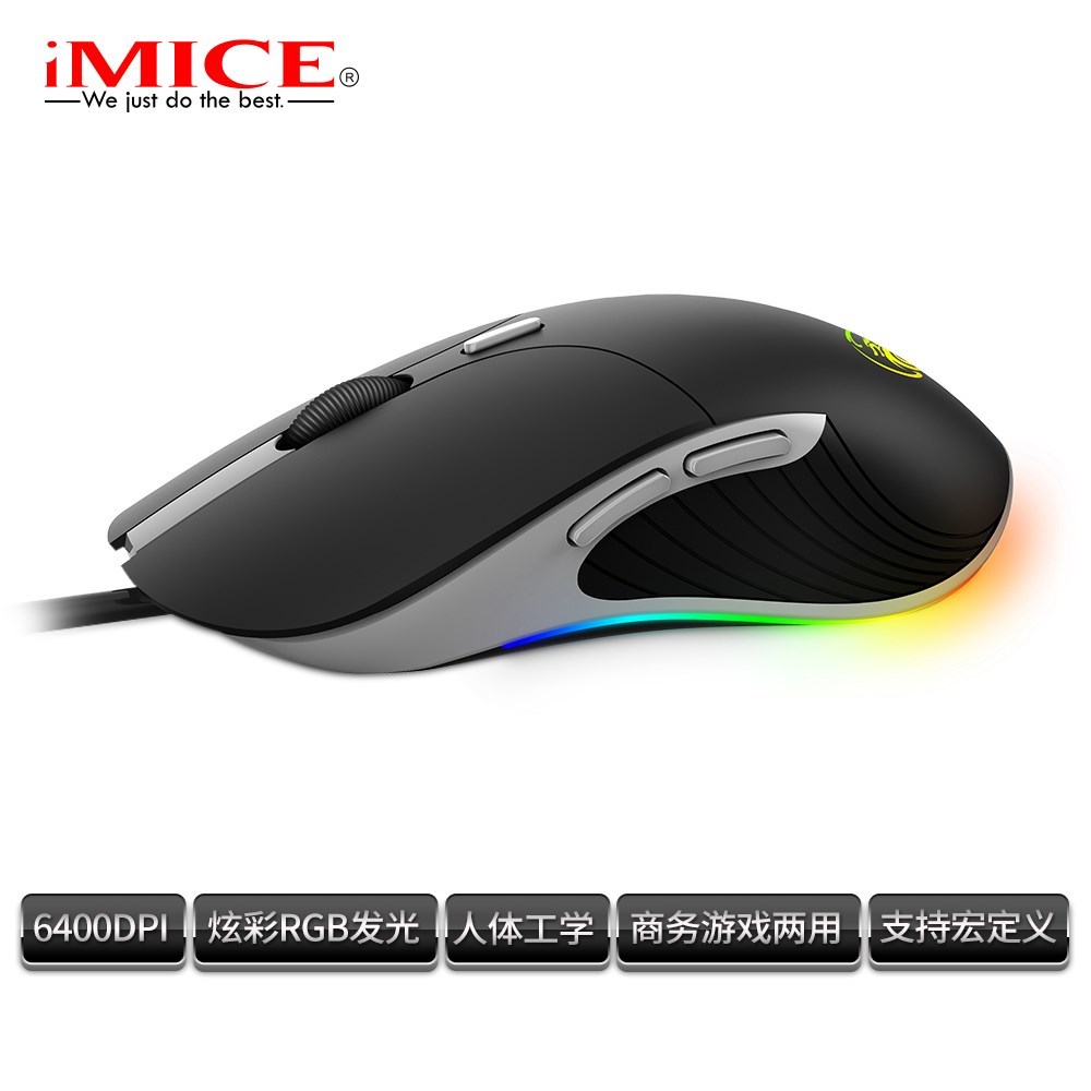 Pepeganga S.A.. Mouse óptico gamer X6 IMICE con cable, luz led en caja